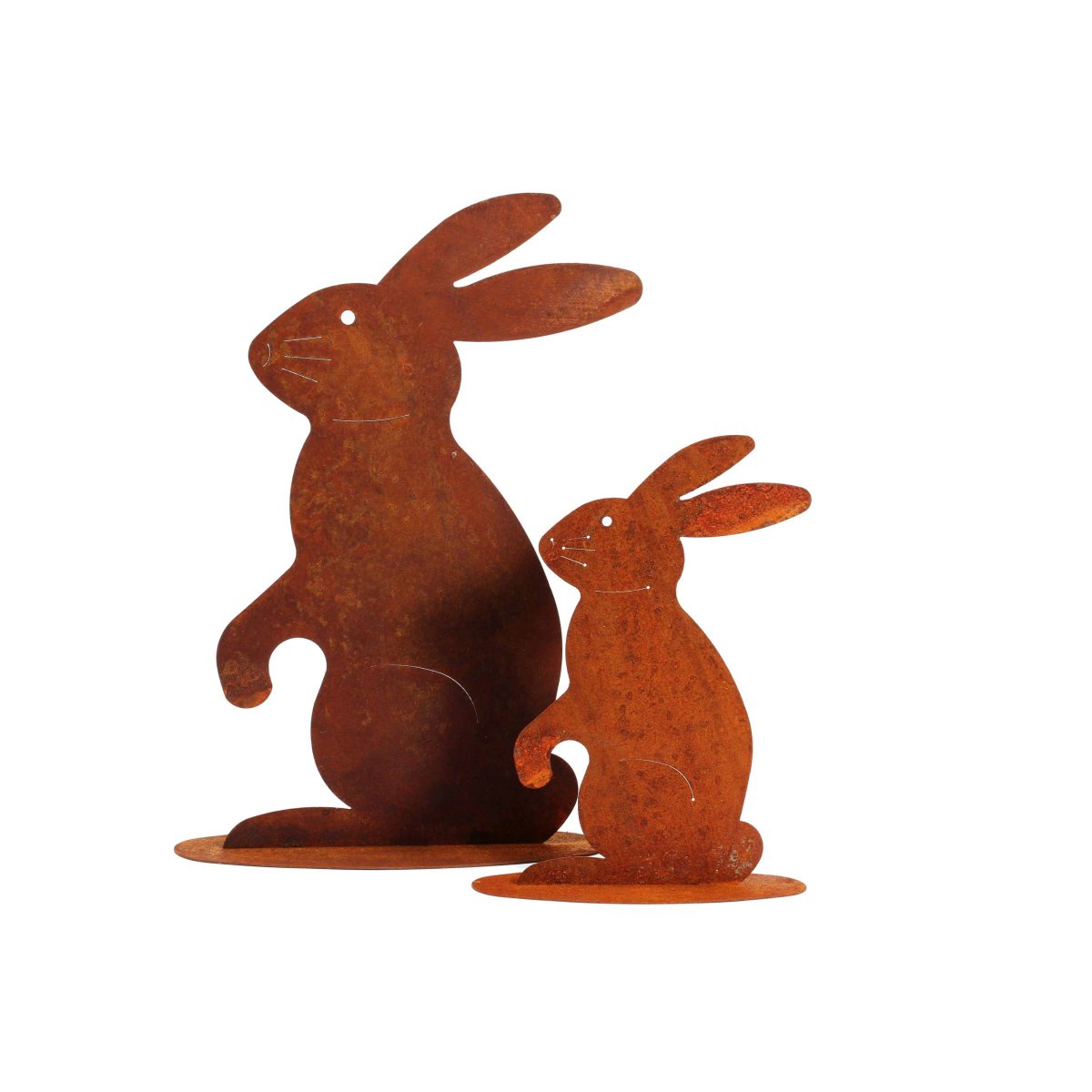 Hasen Set aus Metall - Edelrost - Höhe 30 & 20 cm - 2 Teilig - Osterh