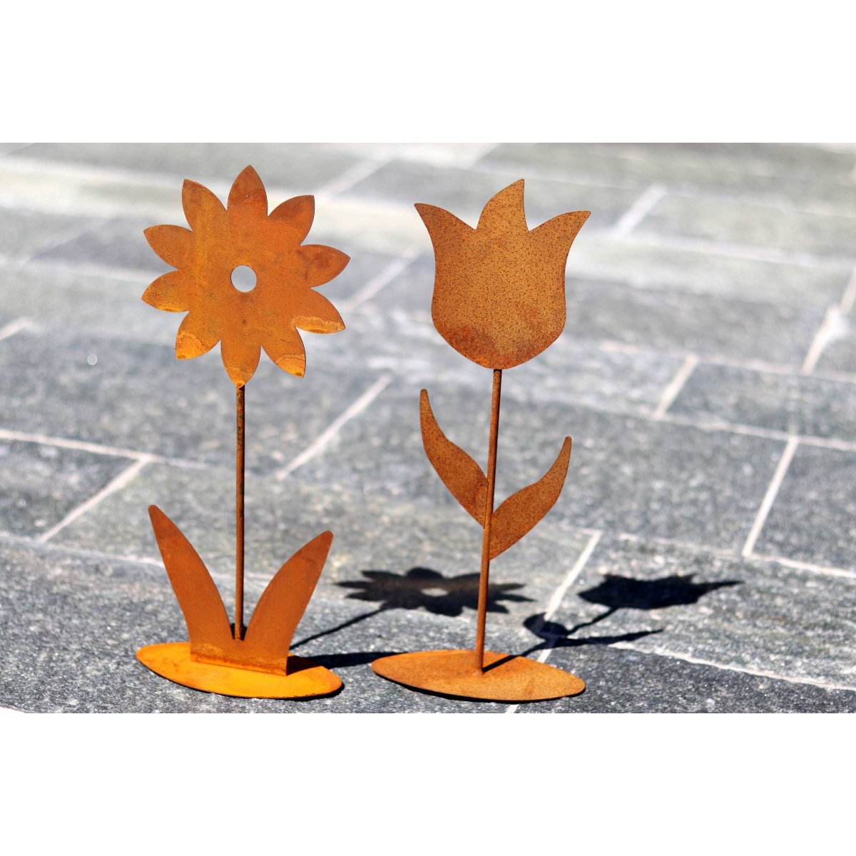 Blumen Set aus Metall zum Stellen - 2er Set - Edelrost - Höhe je ca 3 ...