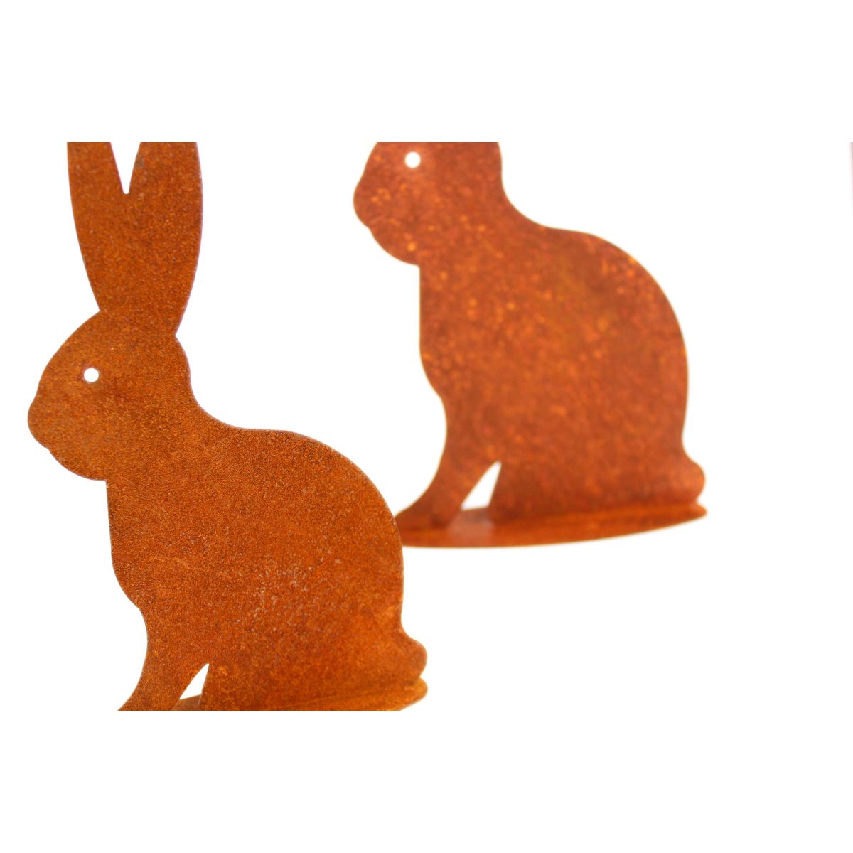 Hasen Set aus Metall - Edelrost - Höhe 30 & 20 cm - 2 Teilig - Osterh ...